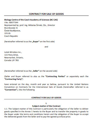 46 SAMPLE Sale Contract Templates In PDF MS Word