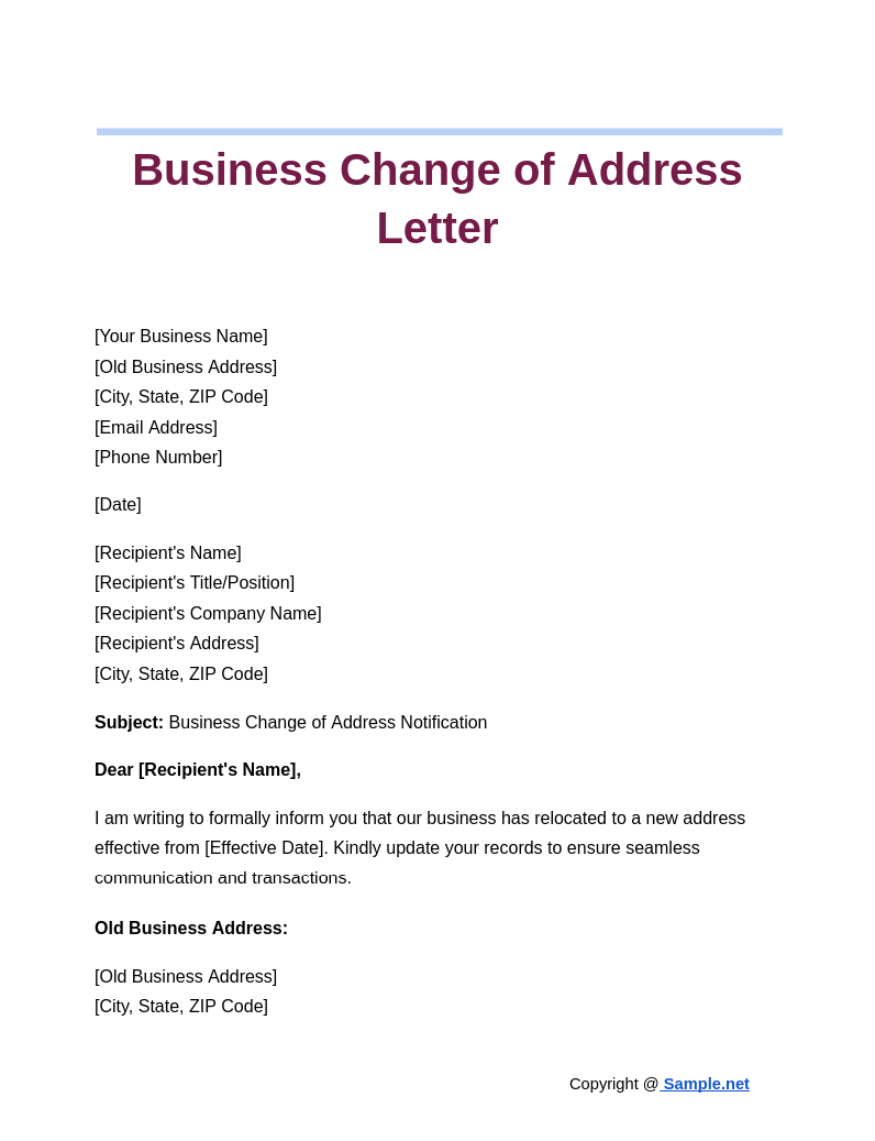 Change Of Address Letter Template Fanny Printable Change Of Address Letter Template Fanny Printable