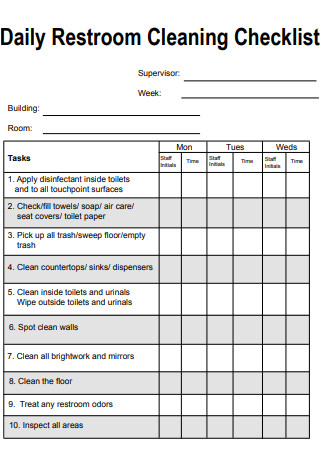 19+ SAMPLE Toilet Cleaning Checklist in PDF