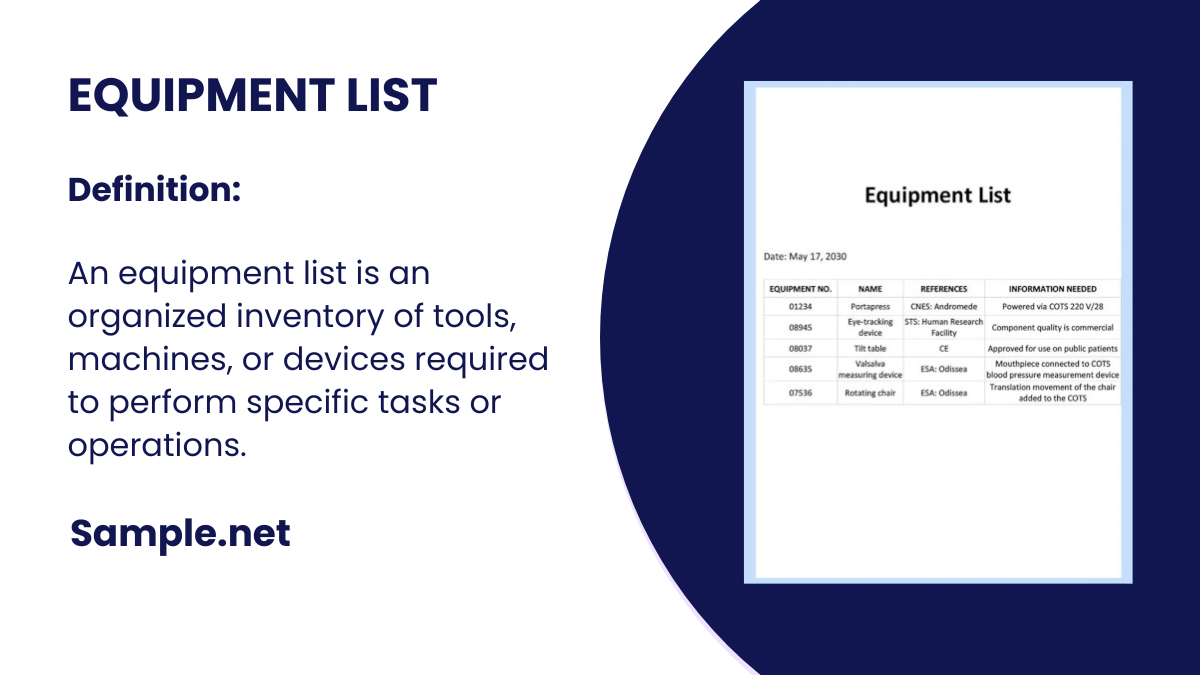 FREE 55+ Equipment List Samples, PDF, Word, Docs