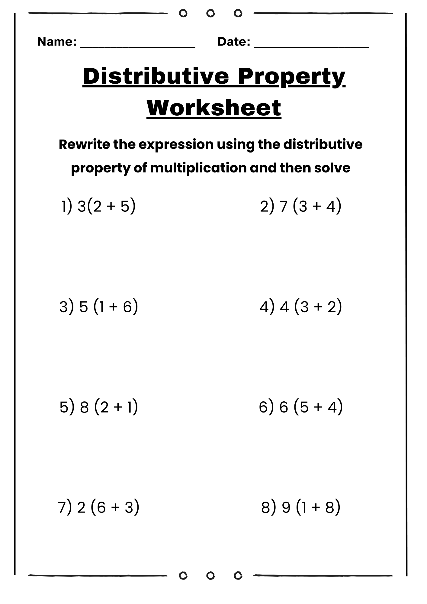 30 Distributive Property Worksheet Samples To Download 30 Distributive Property Worksheet Samples To Download